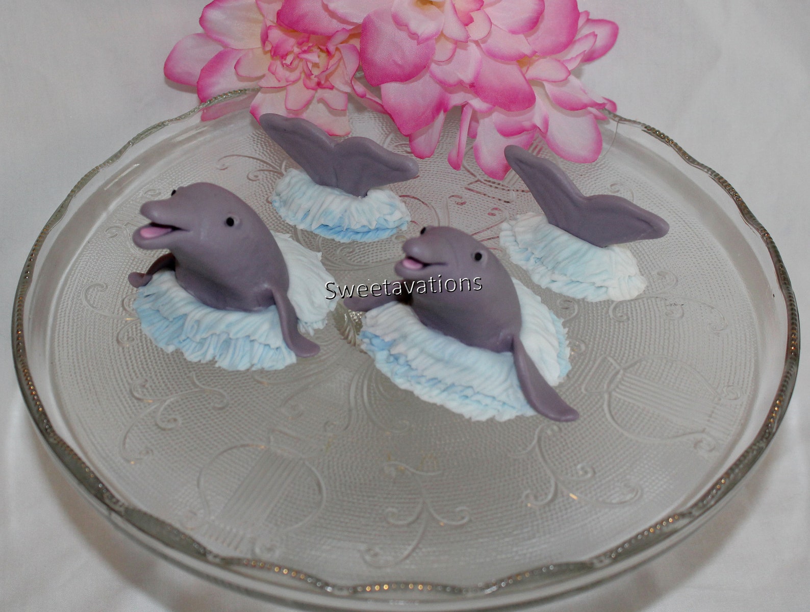 Fondant Dolphin Cake Topper Dolphin Topper Under the Sea - Etsy