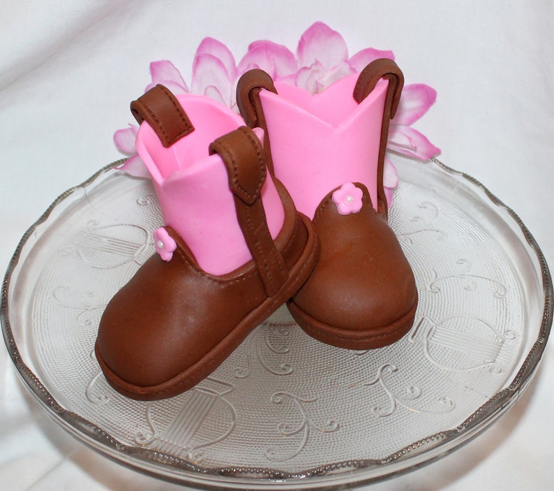 Fondant Cowgirl Cake Topper Fondant Baby Boots Fondant - Etsy