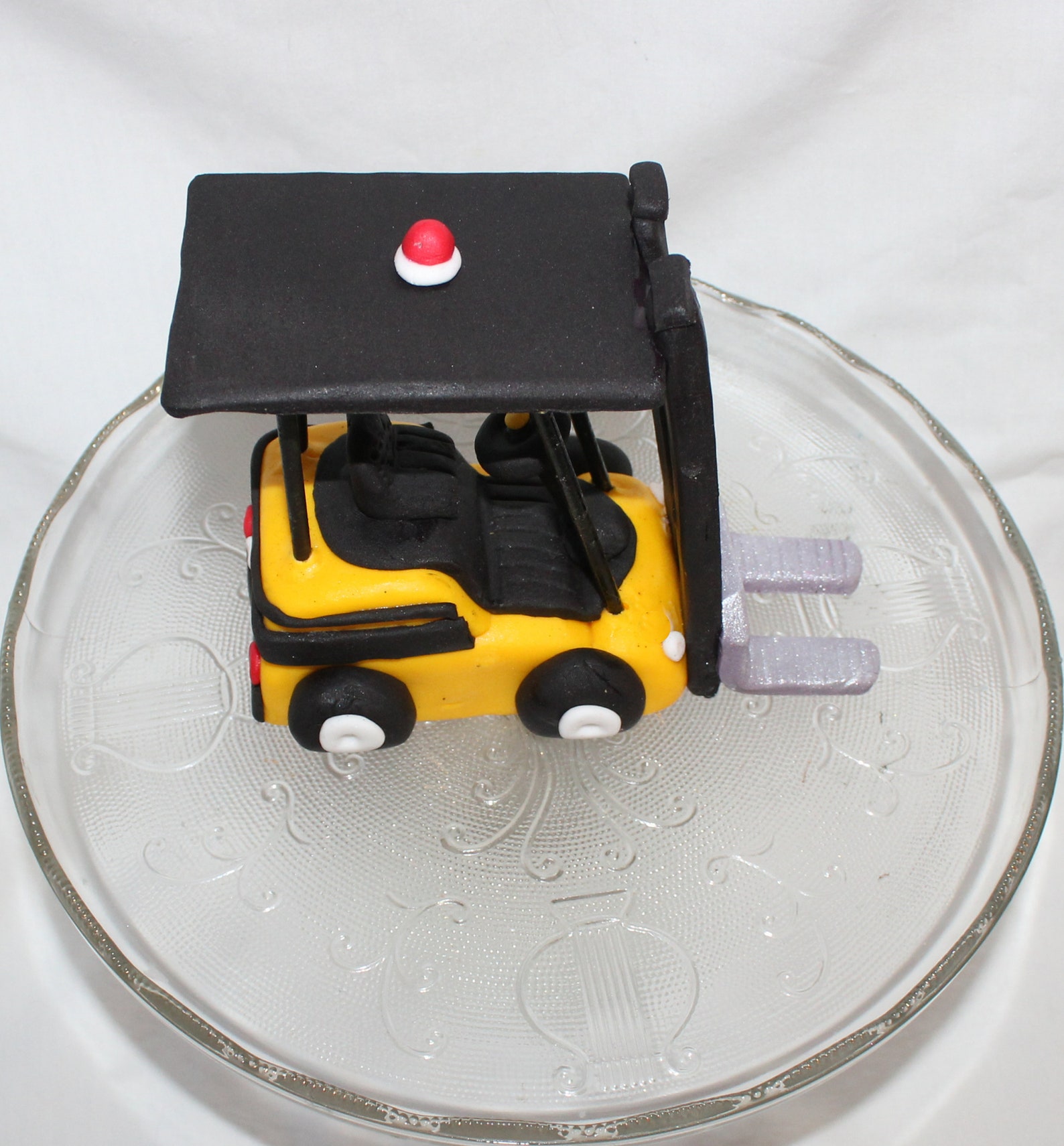 Fondant Forklift Cake Topper - Forklift Topper - Fondant Backhoe ...