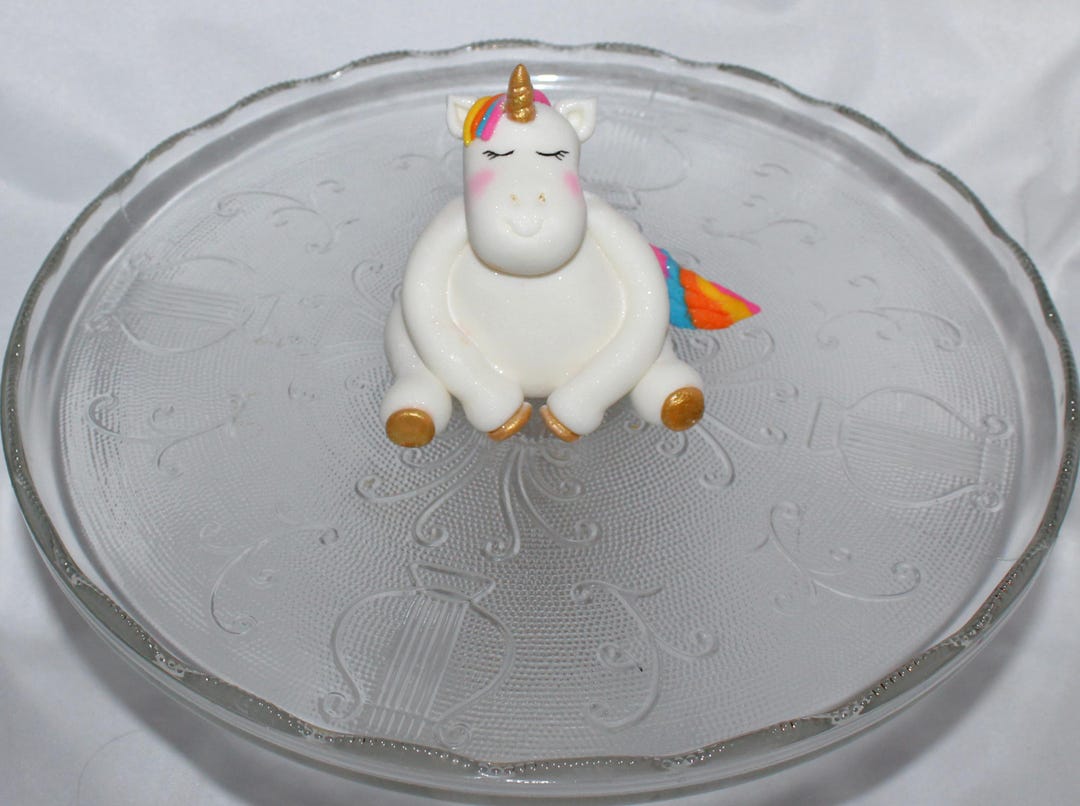 Fondant Chubby Unicorn Cake Topper, Unicorn Birthday, Rainbow Theme ...