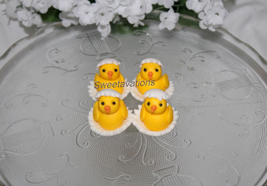 Fondant Hatching Chick Cake Topper Fondant Chick Farm Animal Topper ...