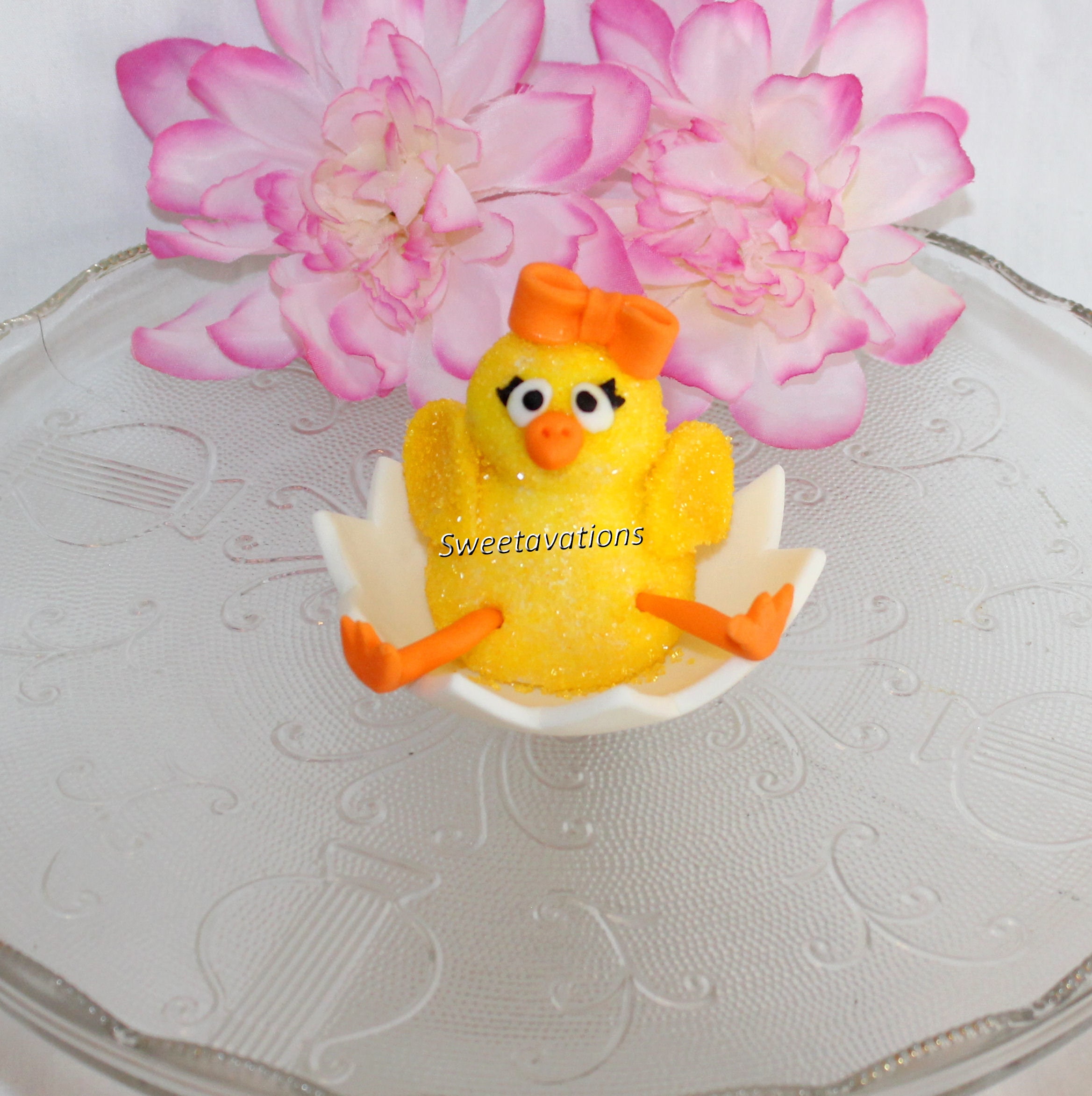 Fondant Hatching Chick Cake Topper Hatching Chick Topper | Etsy