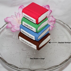 Fondant Book Cake Topper - Stacked Books - Graduation Topper - Doctor ...