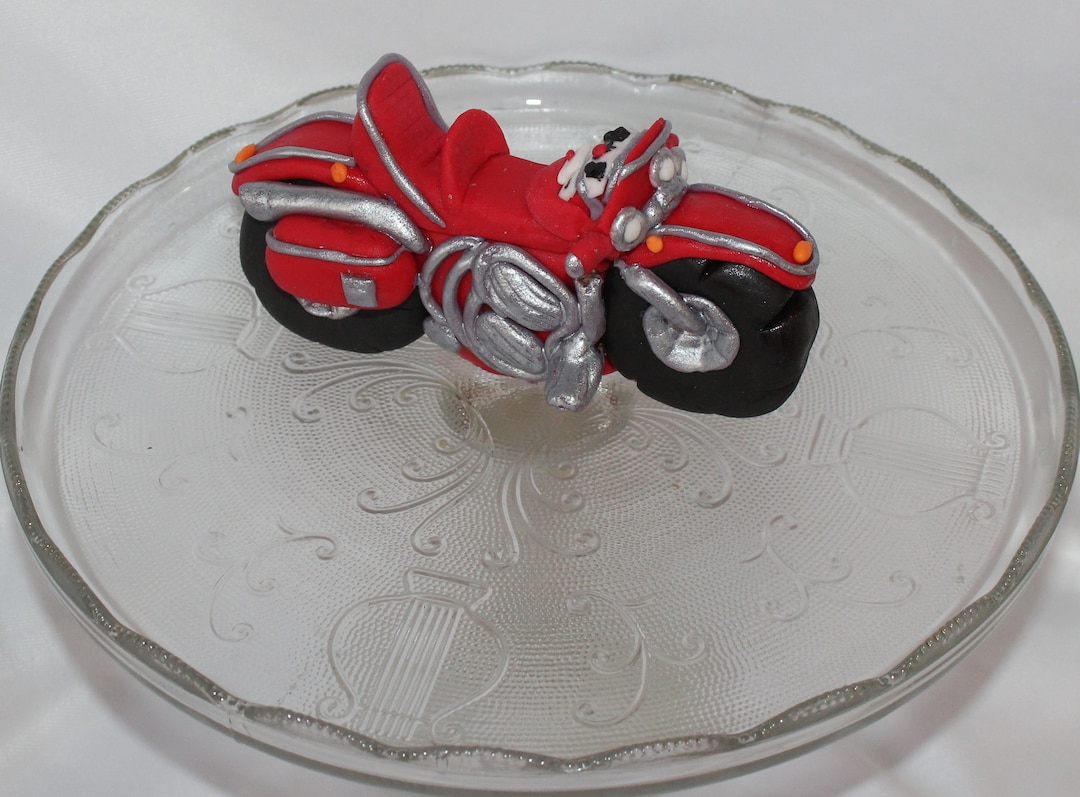Fondant Motorcycle Cake Topper - Motorcycle Topper - Fondant Biker ...