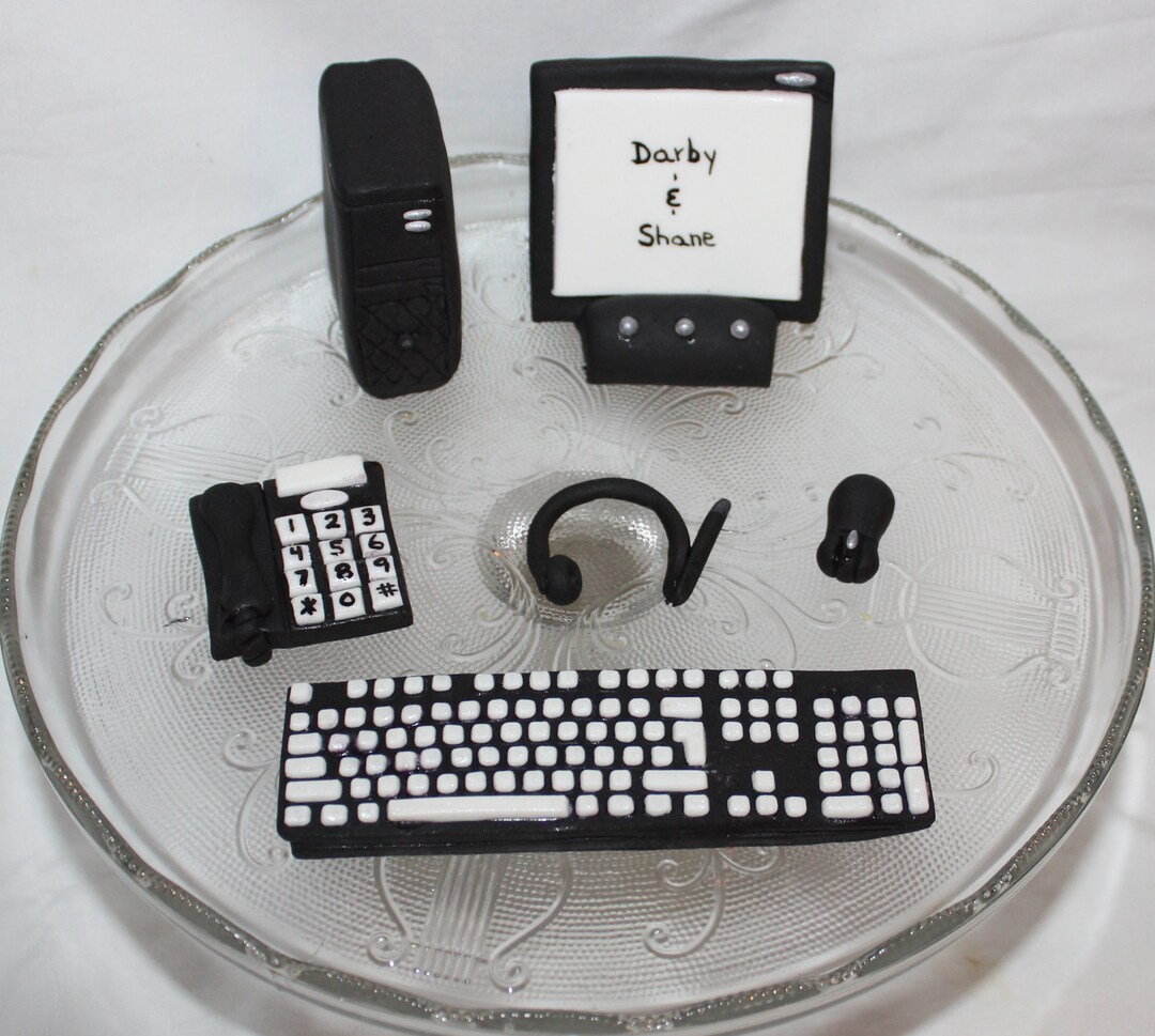 Fondant Computer Cake Topper - Fondant Laptop - Fondant Keyboard - Programmer Topper - Laptop ...
