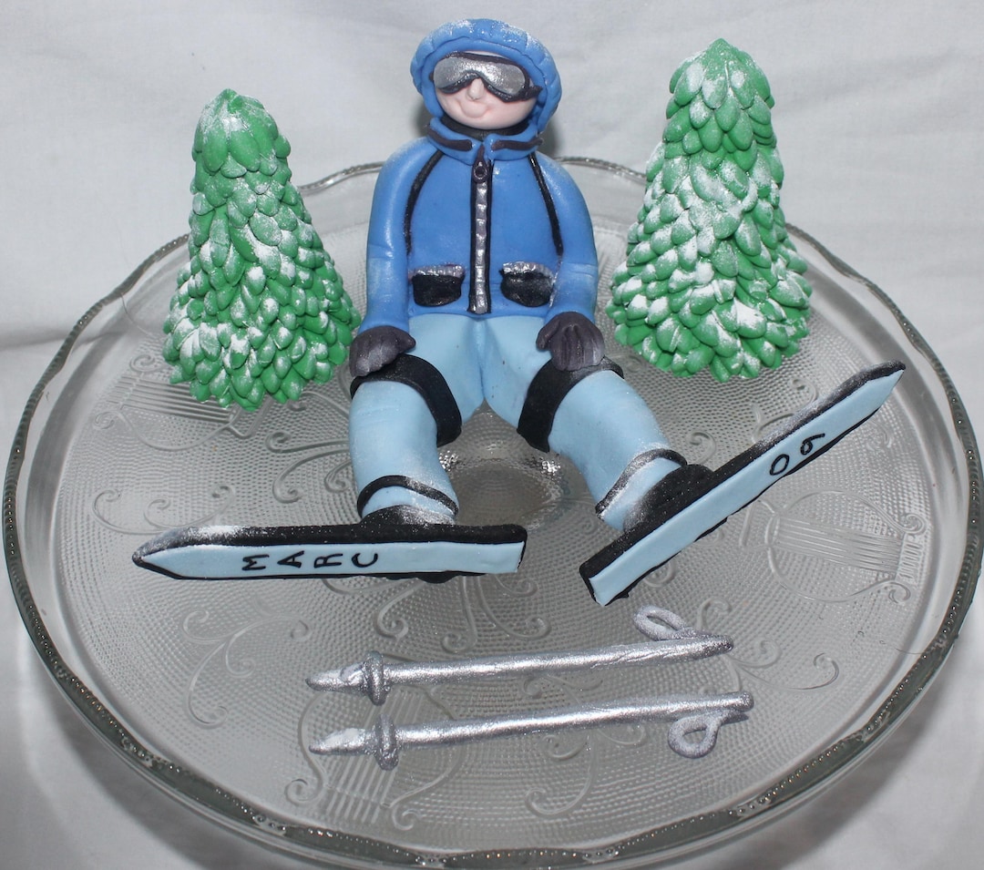 Fondant Skier Cake Topper - Skier Topper - Fondant Skiing - Skiing ...