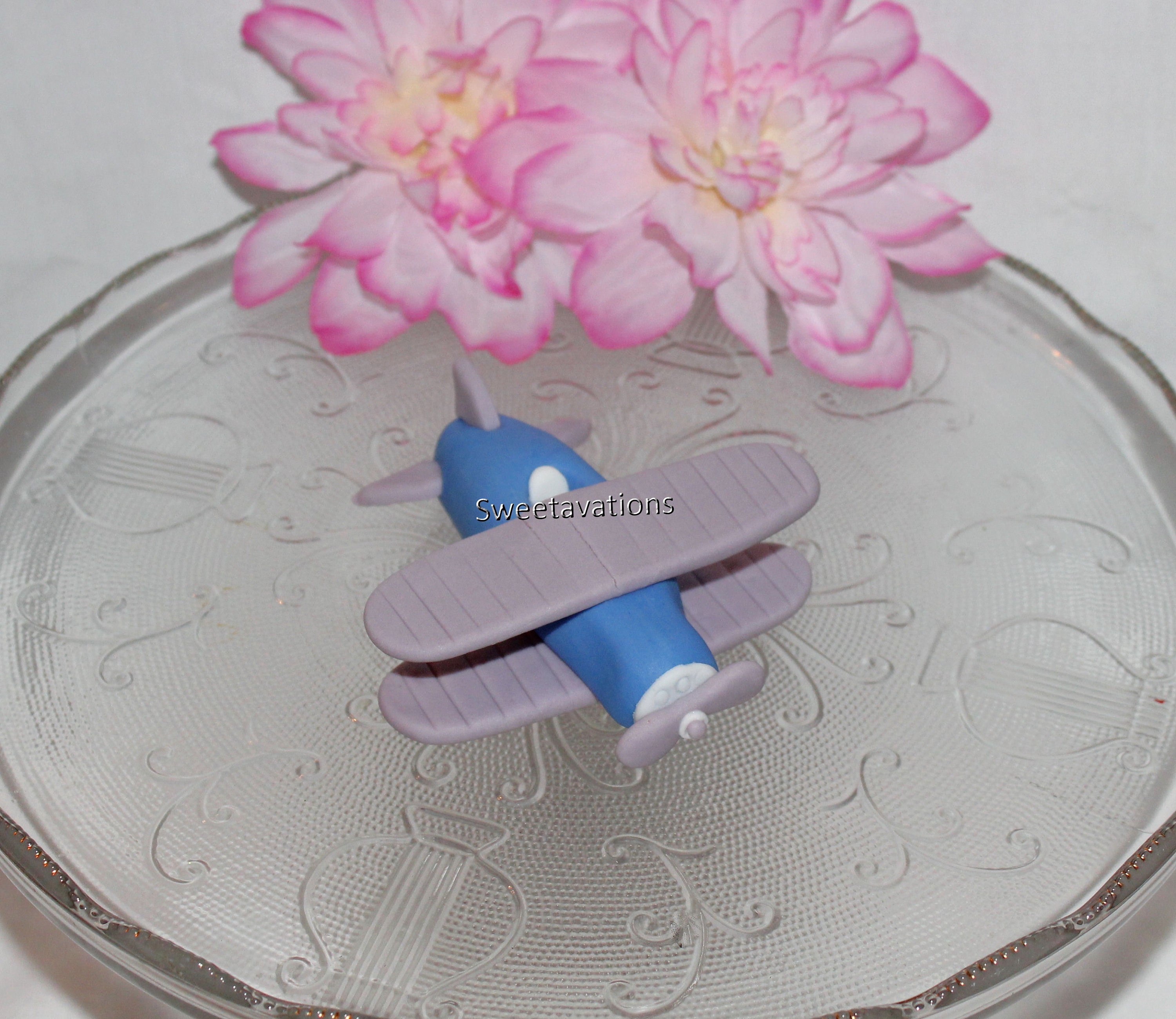 Fondant Biplane Cake Topper Fondant Airplane Airplane - Etsy