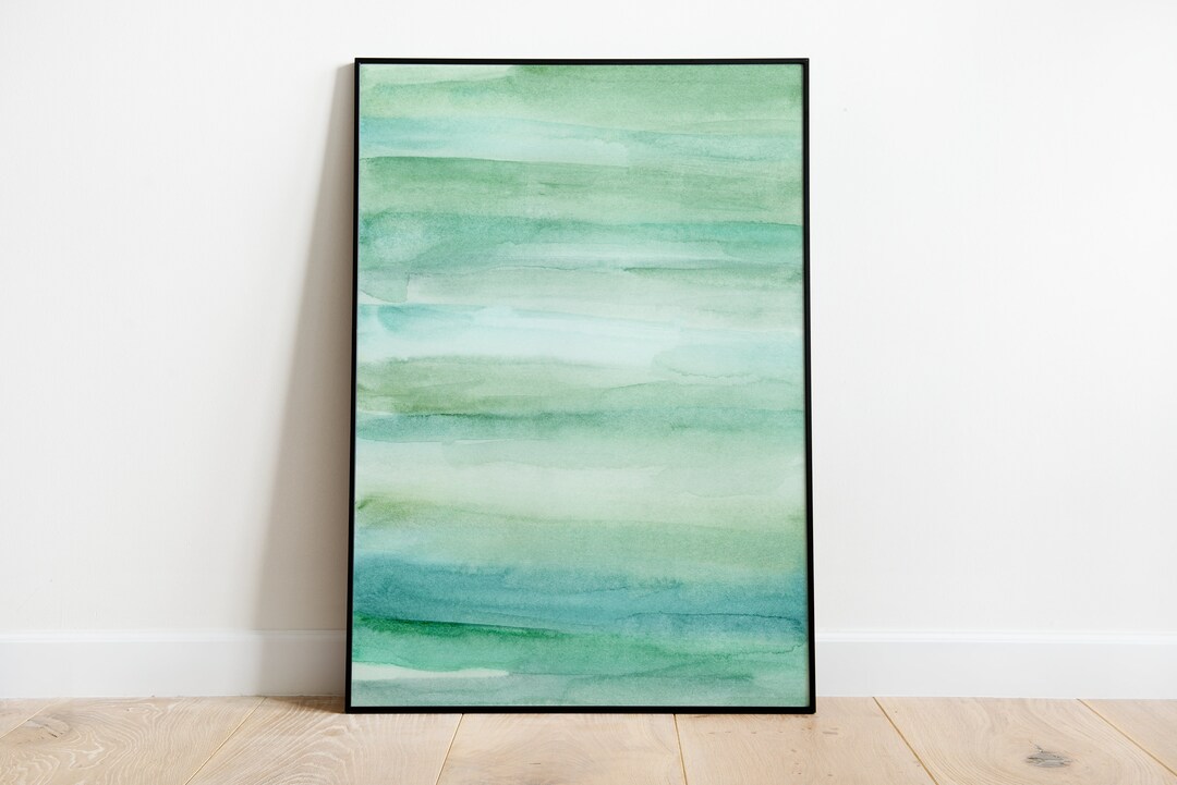 Green Water Abstract Art Print, Printable Art, Watercolor Abstract Art ...