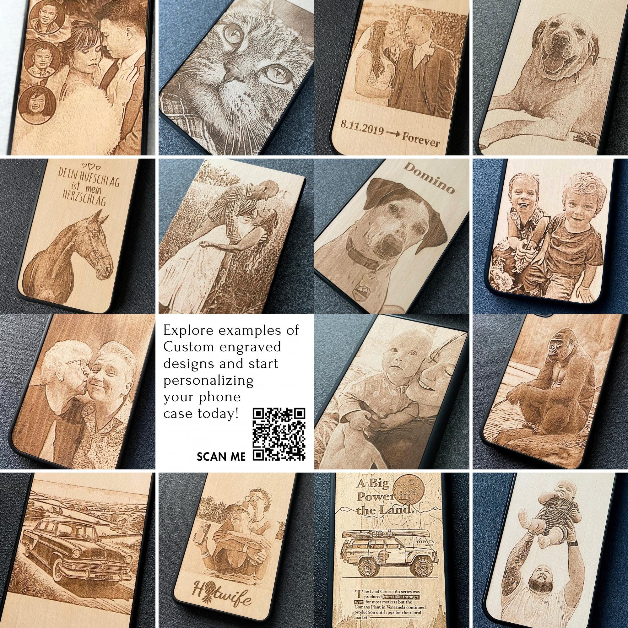 Custom Photo Engraved Wooden Pixel Phone Case 10A, 10 Pro XL, 9, 8 (all ...