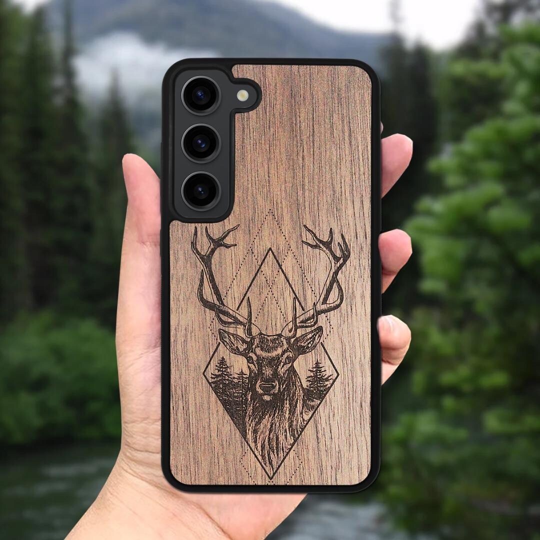 Deer Wooden Case Galaxy S24 Ultra, S24 Case, S23 FE, S23 Plus, S22 ...