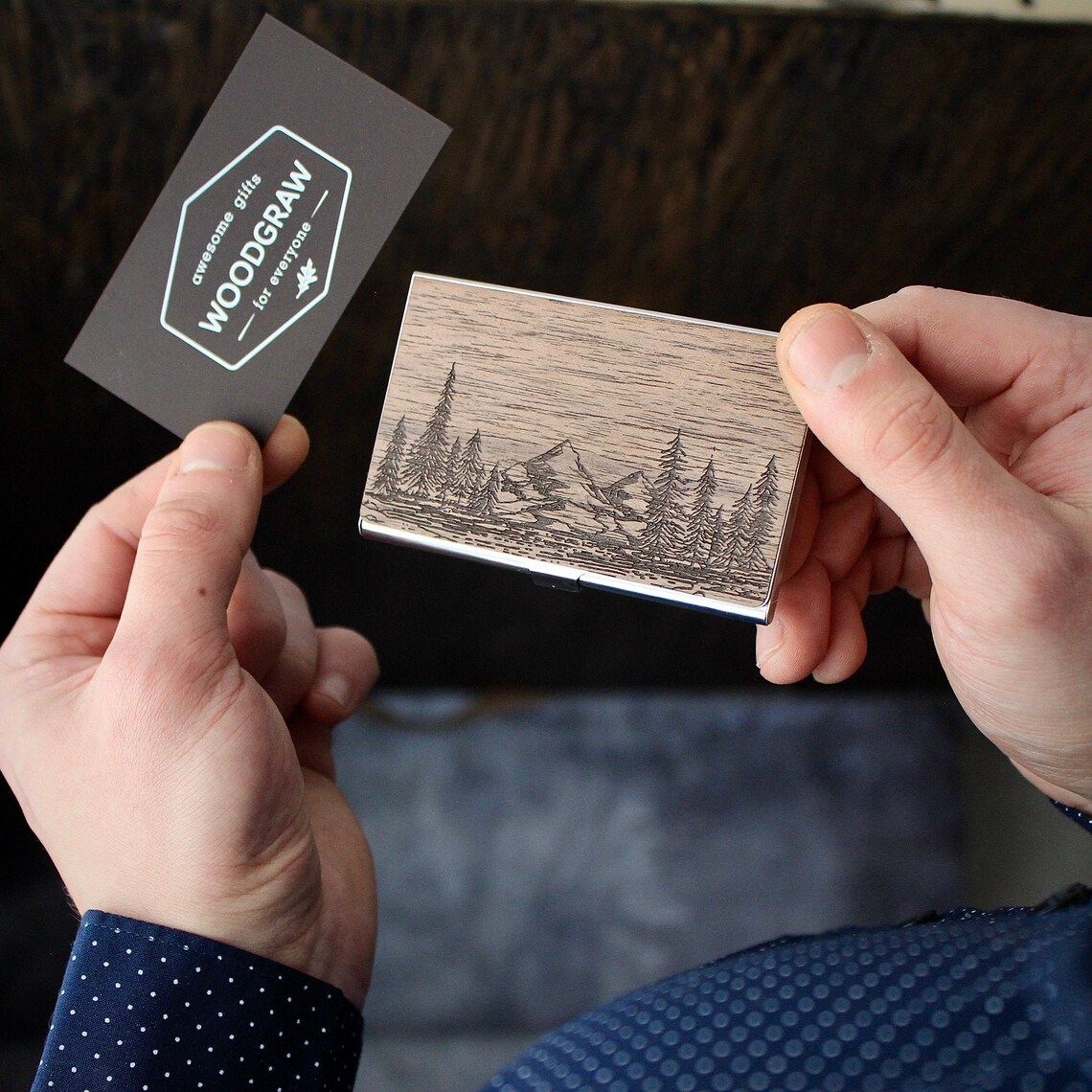 Nature Wooden Business Card Holder Case Personalized - Etsy