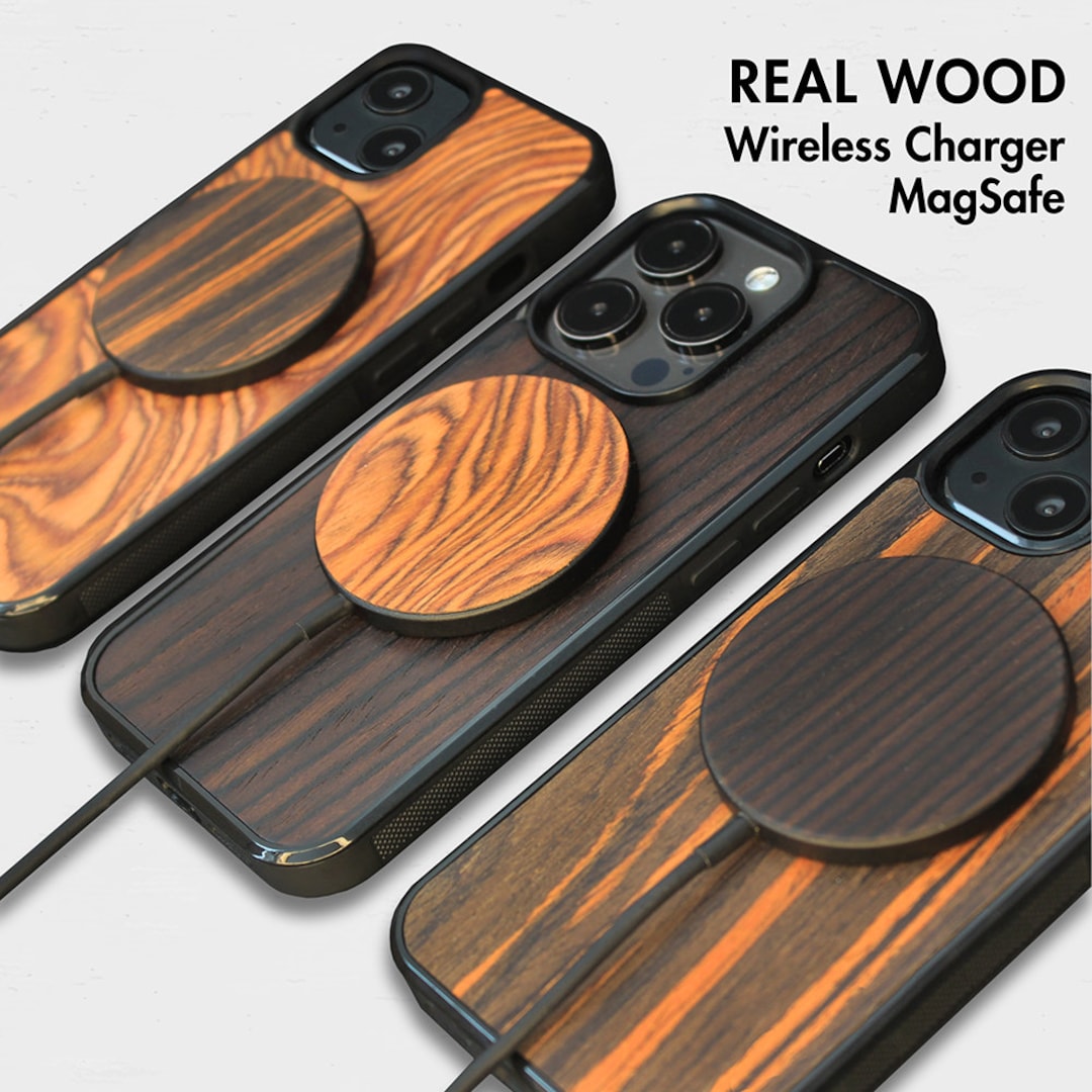 Wood Magsafe Wireless Charger, 15 Watt Fast Wireless Magnetic Charging ...