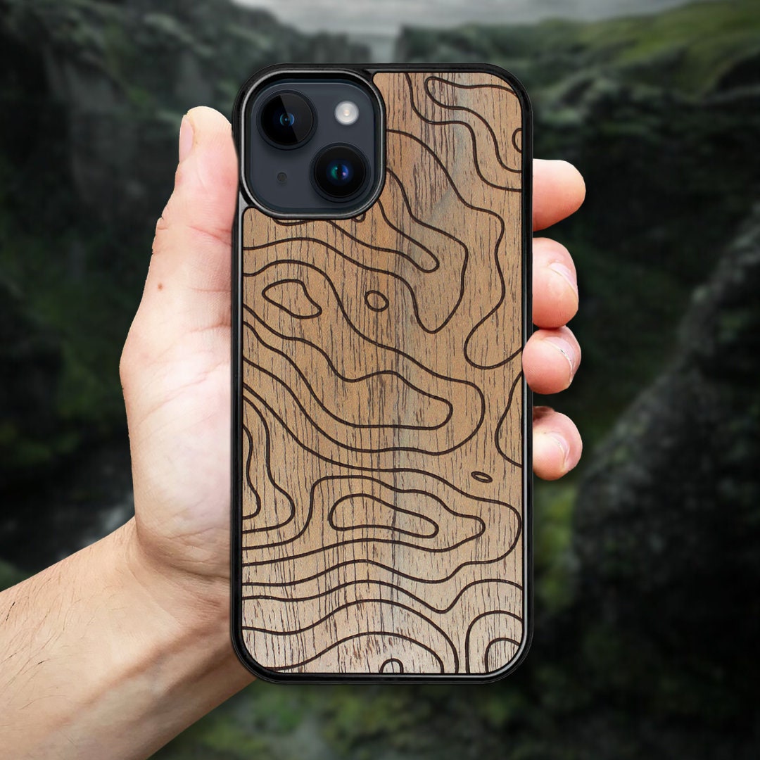 Topographic Map Wooden iPhone Magsafe Case 15 Pro Max 15 - Etsy
