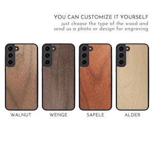 Custom Logo Engraved Wooden Galaxy Phone Case S26 Ultra, S25 FE, S24 ...