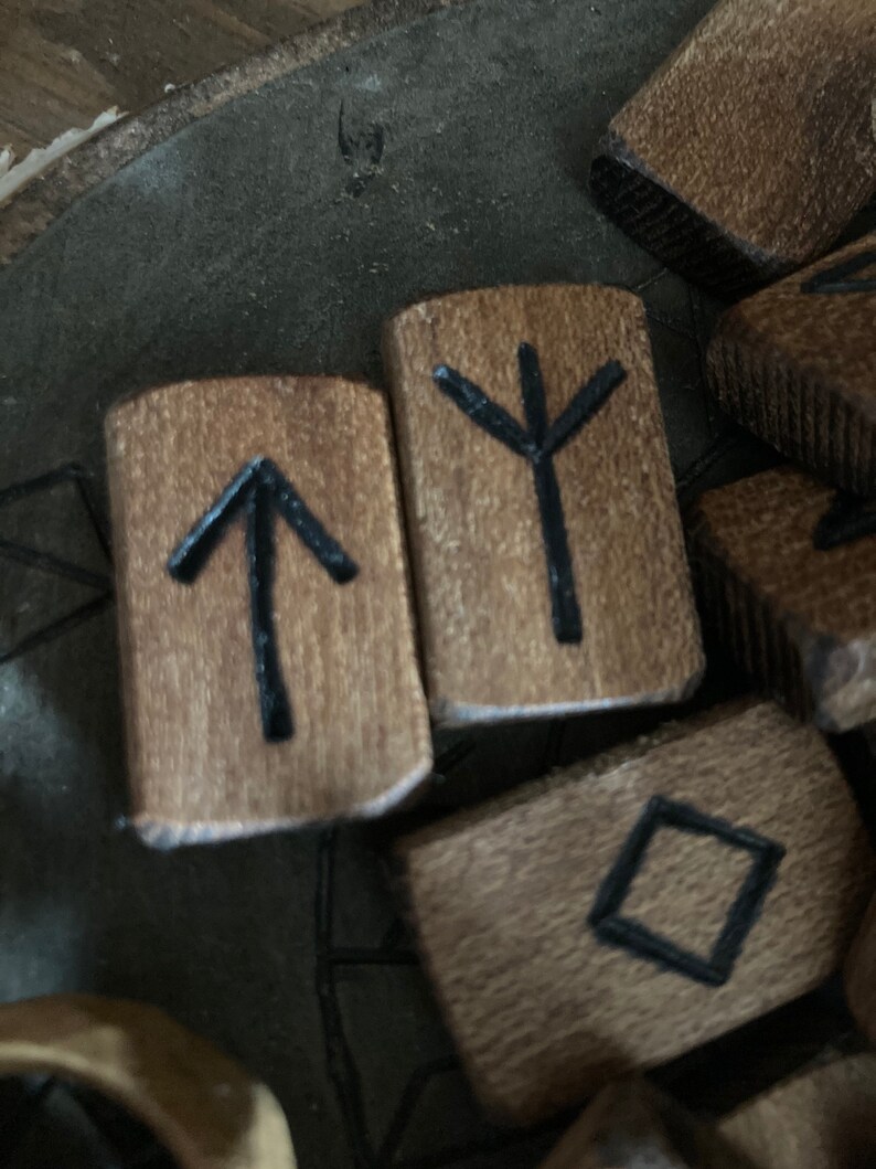 English Elm Hand Burnt Wooden Rune Tiles - Etsy