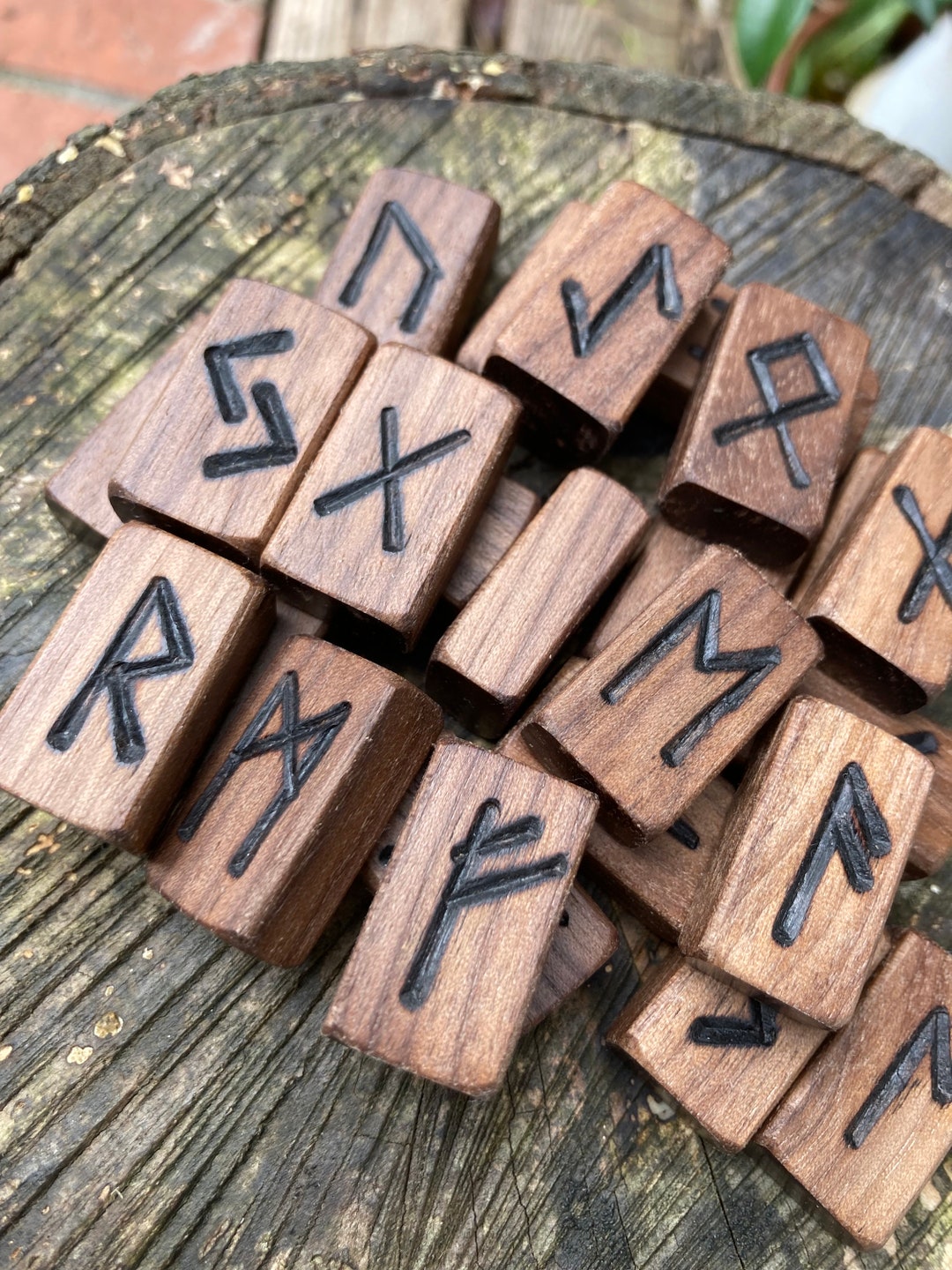 Black Walnut Hand Burnt Mini Wooden Elder Futhark Rune Tiles - Etsy