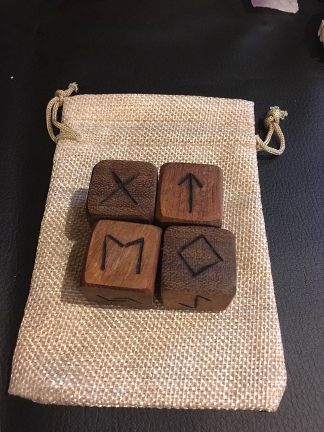 Exotic Hardwood Hand Burnt Elder Futhark Rune Dice free UK | Etsy