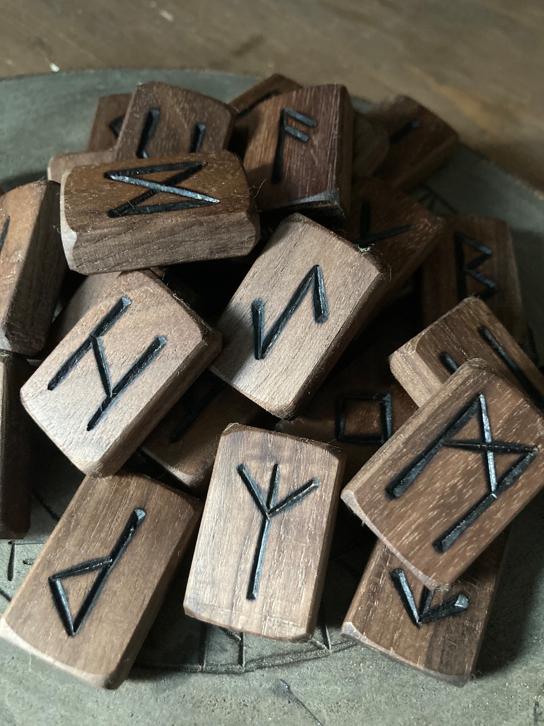 Black Walnut Hand Burnt Wooden Elder Futhark Rune Tiles - Etsy Canada