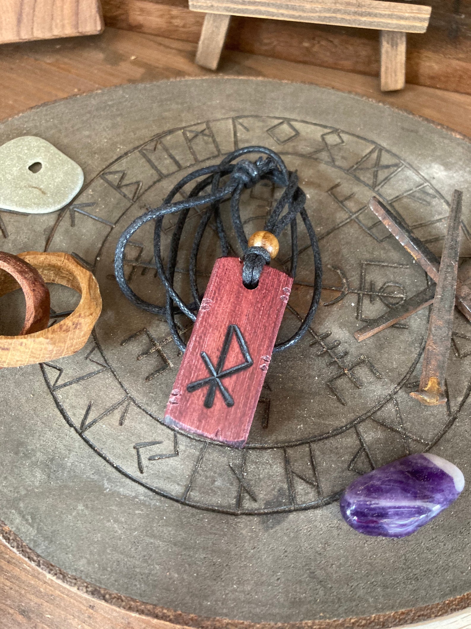 Purpleheart Love Bindrune Talisman Pendant Necklace. free UK - Etsy
