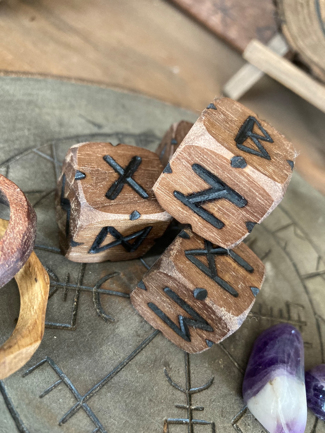 Black Walnut Hand Burnt Elder Futhark Rune Dice **free UK P&P** - Etsy