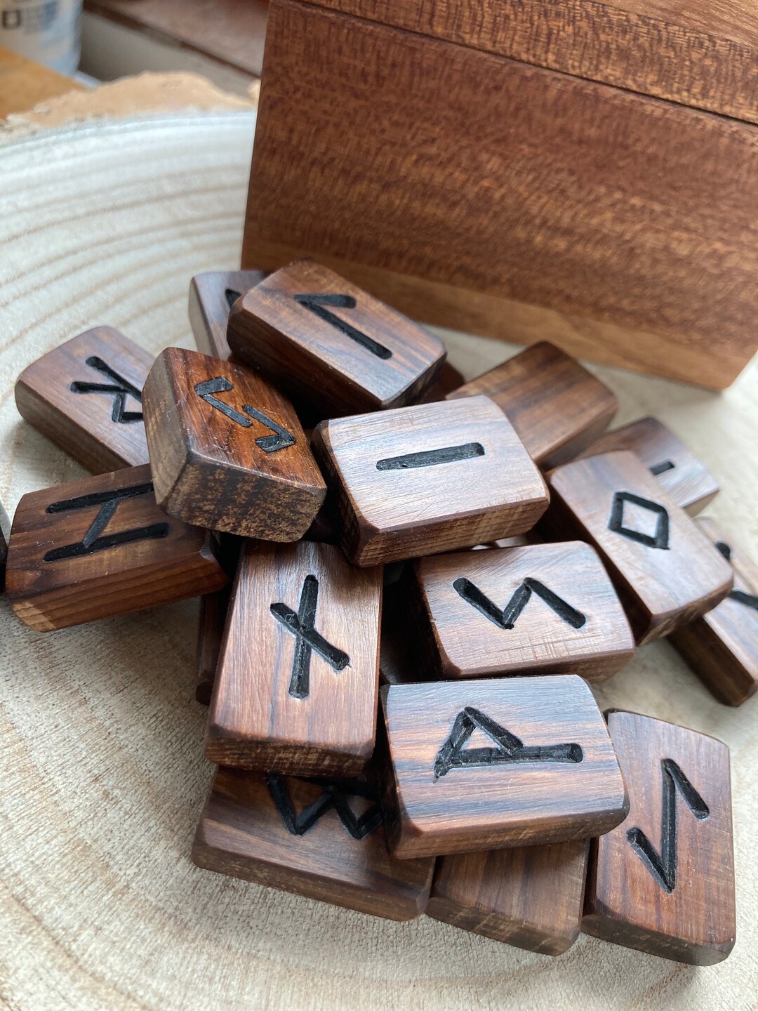 Ancient UK Bog Yew Hardwood Hand Burnt Wooden Elder Futhark - Etsy