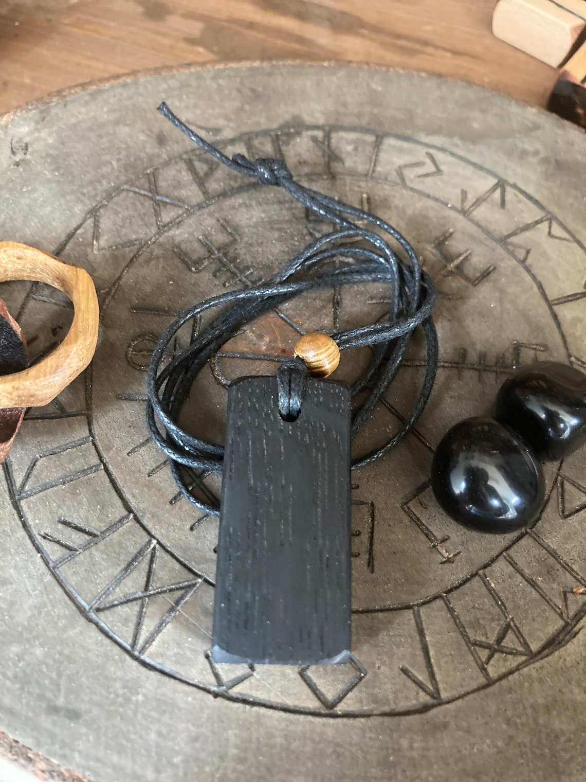 4,500 - 5,000 Year Old Bog Oak Protection Talisman Stick Pendant ...
