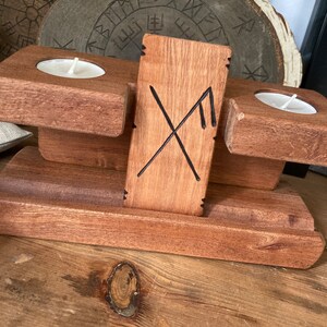 Hardwood Rune Dice & Bindrune Stave Altar Candle Stand - Etsy