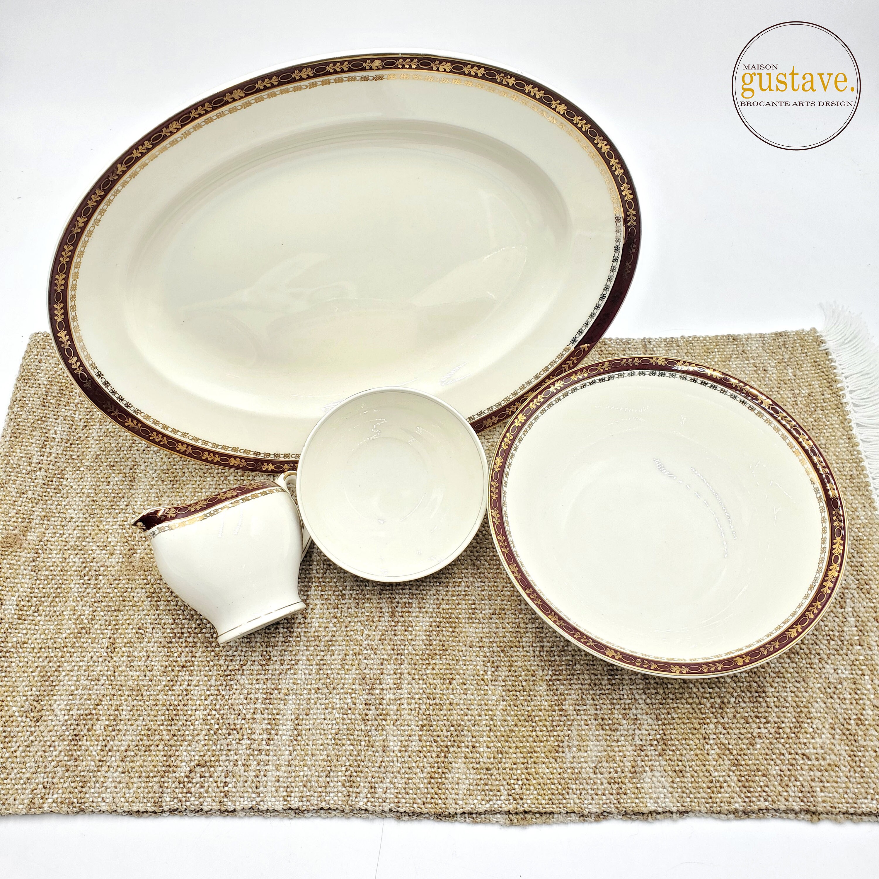 Vintage Alfred Meakin Kingsdale England Dinnerware | Red Rim and 18k ...