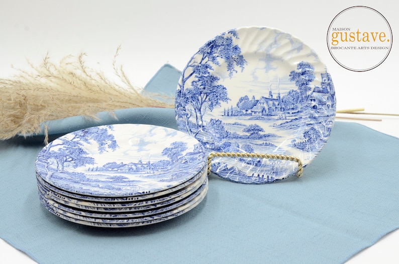Ridgway Staffordshire Meadowsweet VTG 1950 1960 Blue and White England ...