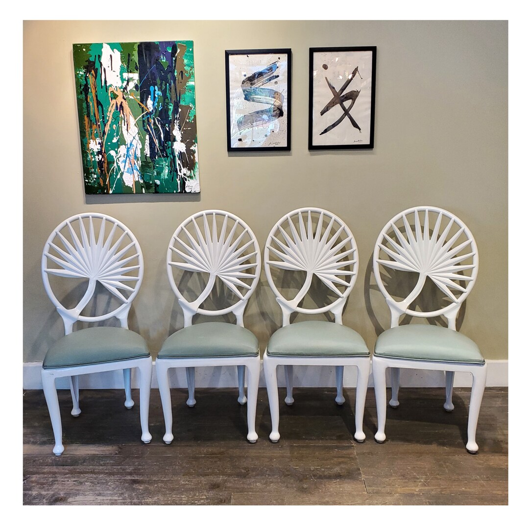 Set of 4 Cast Iron Chairs With palm Leaf Backs Attributable to ...