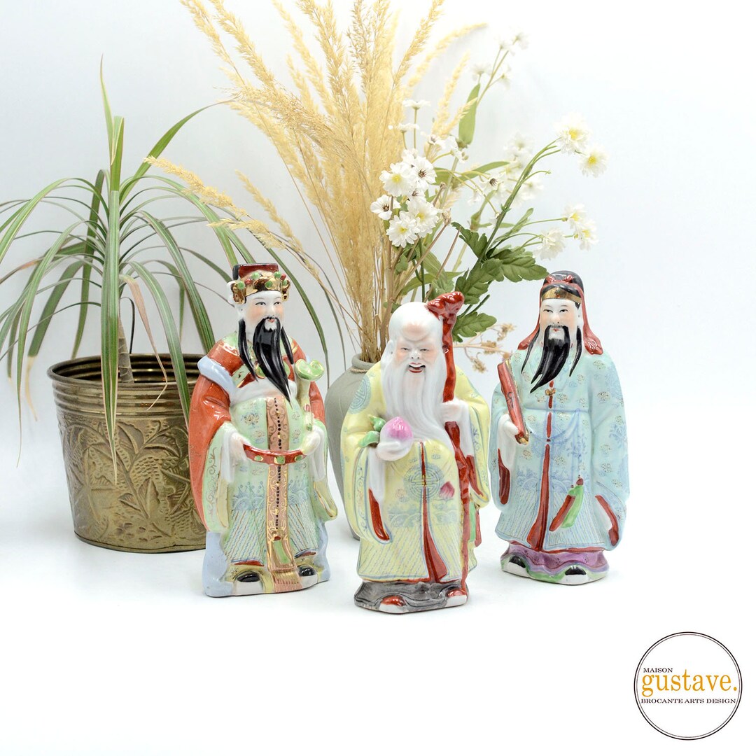 Vintage Fu Lu Shou Figurines | Chinese Three Star Gods Feng Shui ...