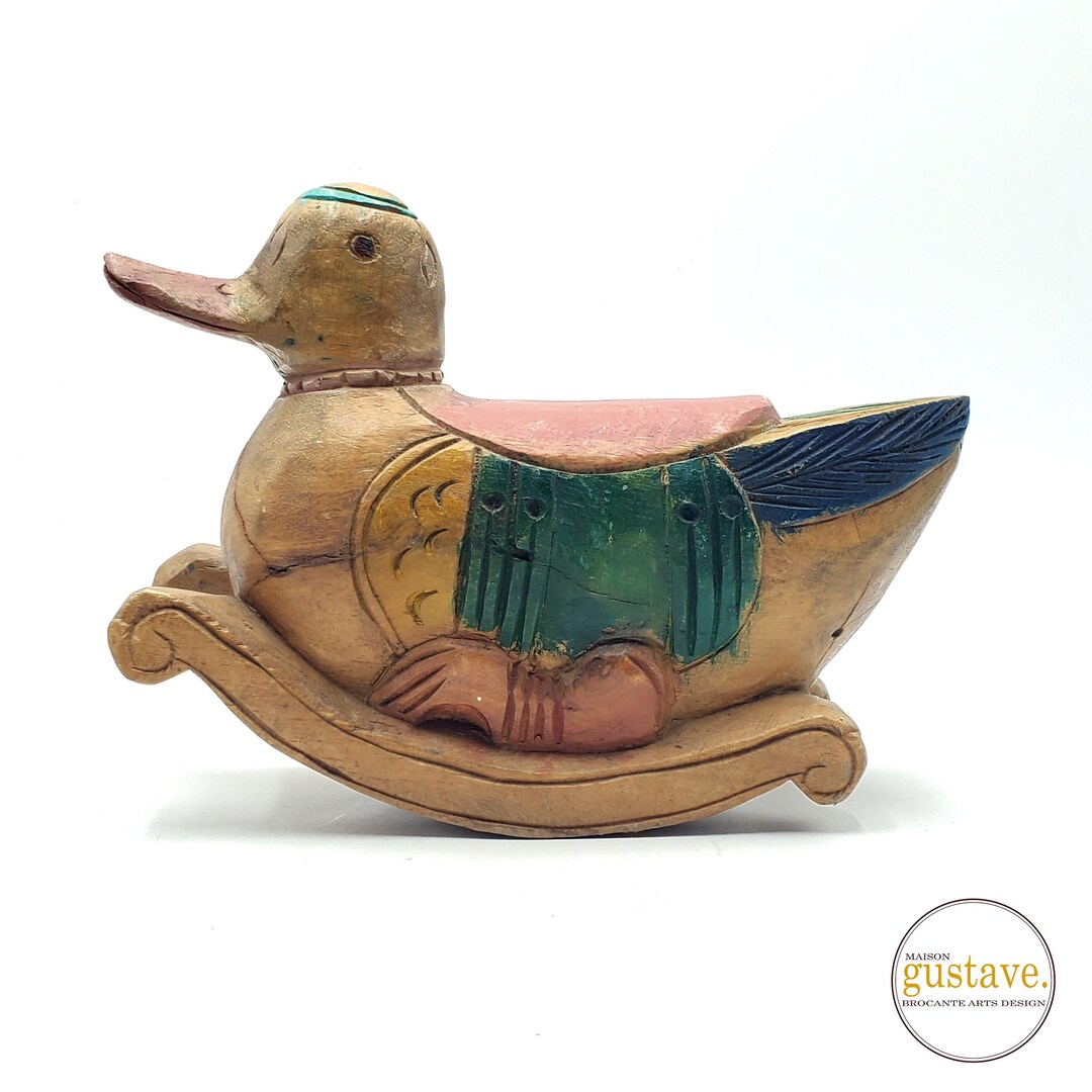 Vintage Wooden Rocking Duck for Kids | Antique Educational and Folk Toy ...