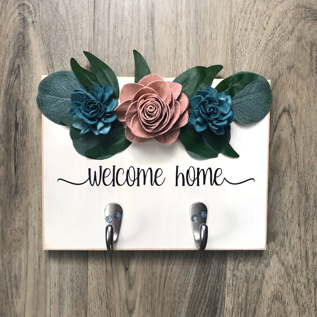 Welcome Home Key Hook Welcome Home Wall Sign Wall Sign With - Etsy