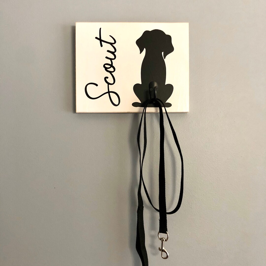Dog Leash Wall Sign, Personalized Dog Leash Sign, Dog Tail Wall Hook ...