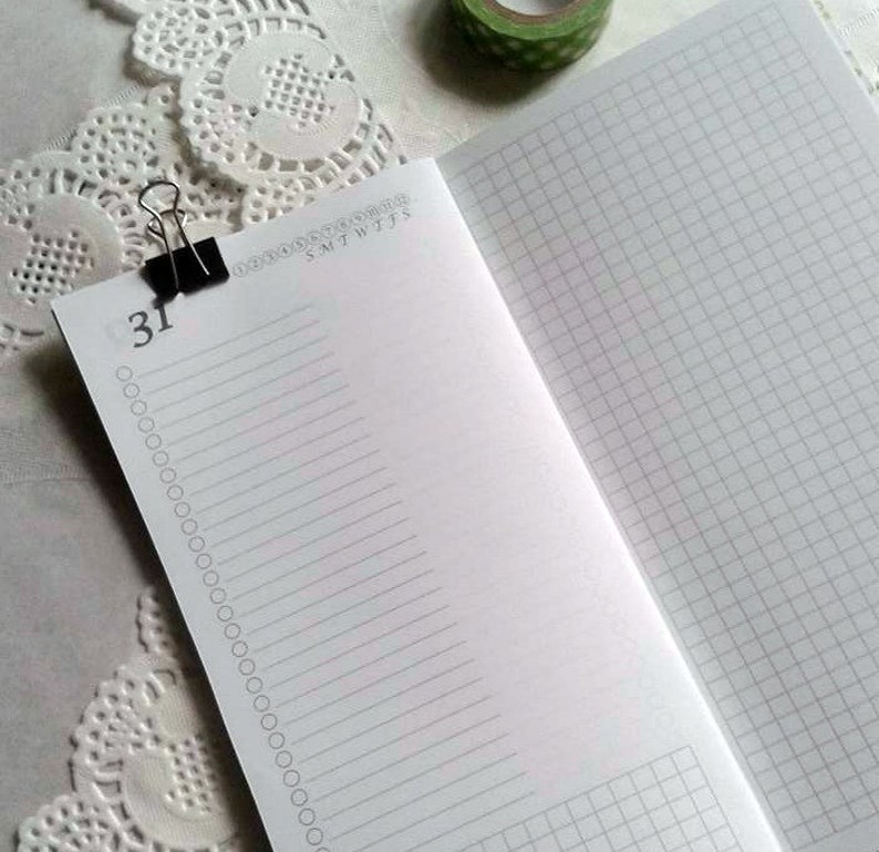 Day on One Page - Travelers Notebook Insert - Daily Calendar Insert ...