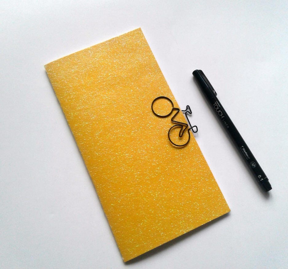 Travelers Notebook Insert - YELLOW GLITTER - Midori Insert - Regular ...