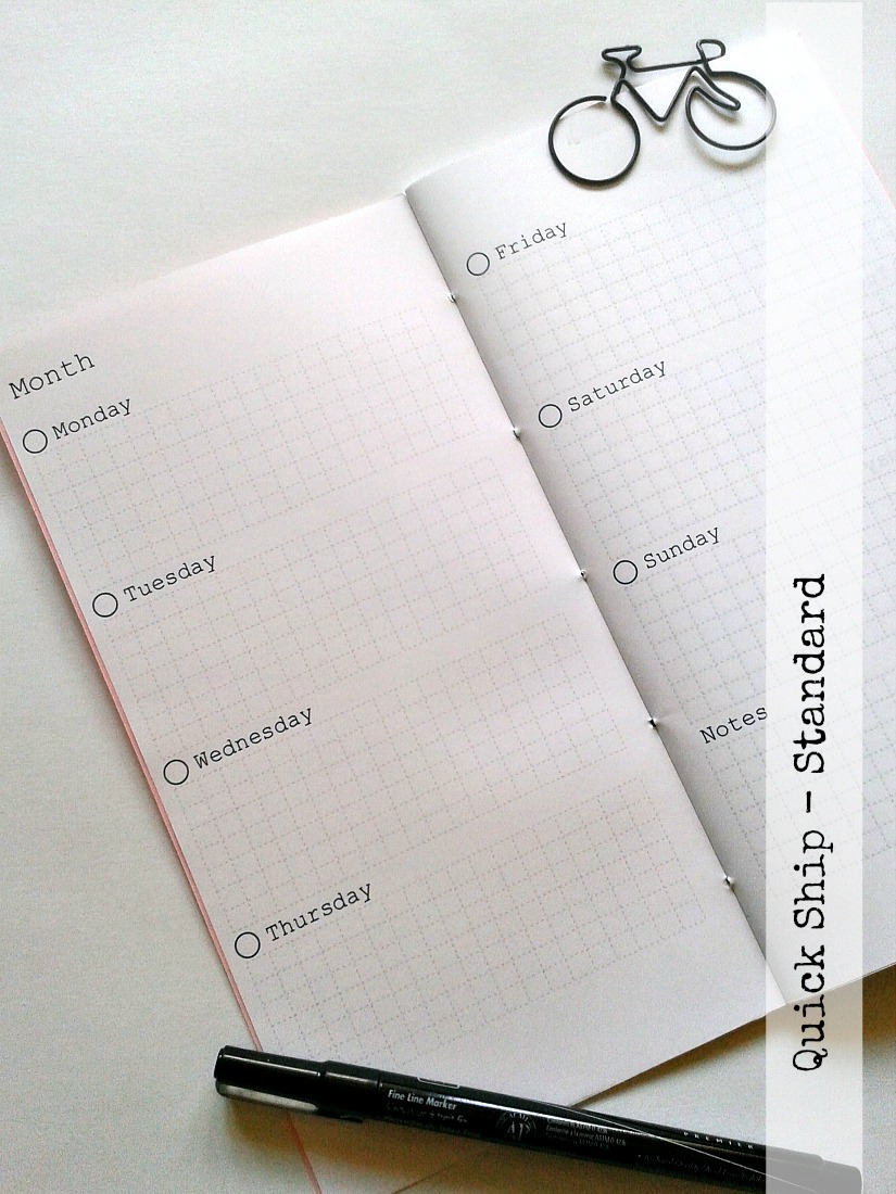 WEEK on 2 Pages Full Year - QUICK SHIP - Standard Traveler's Notebook ...