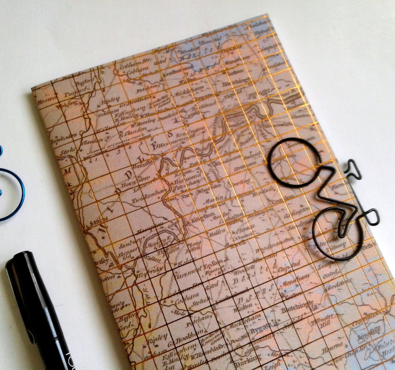 MAP GRID Traveler's Notebook Insert - Midori Insert - Fauxdori - Gold ...