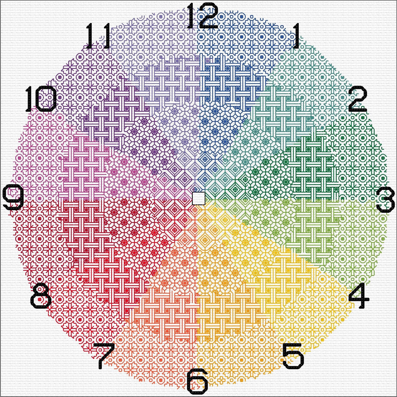 Colour Wheel Clock Face Kit in Blackwork Embroidery - Etsy