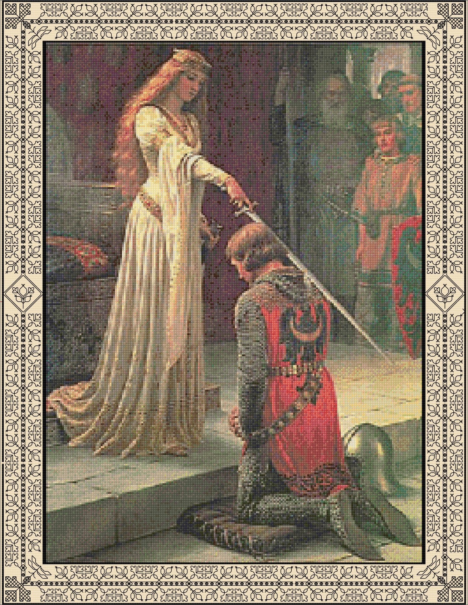 The Accolade by Edmund Blair Leighton Cross Stitch Kit - Etsy