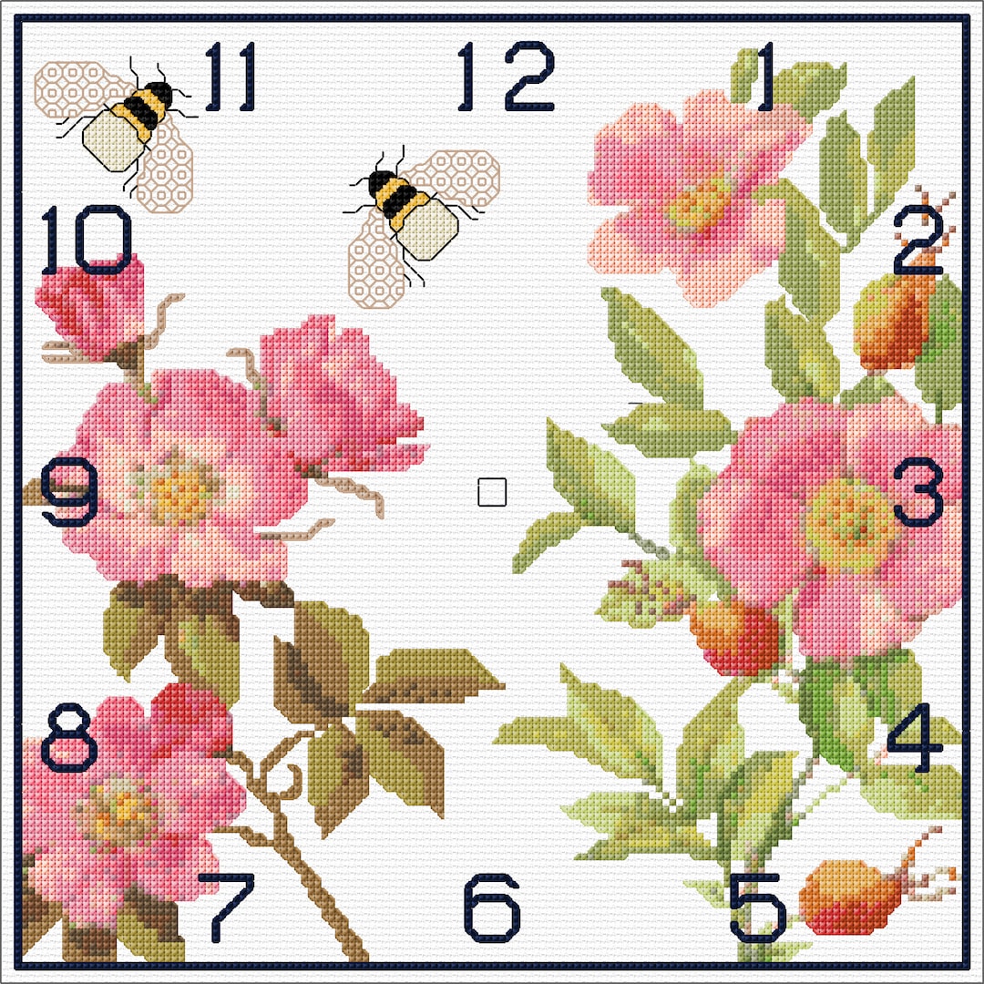 DOWNLOADABLE PDF Summer Roses Cross Stitch Clock Face - Etsy
