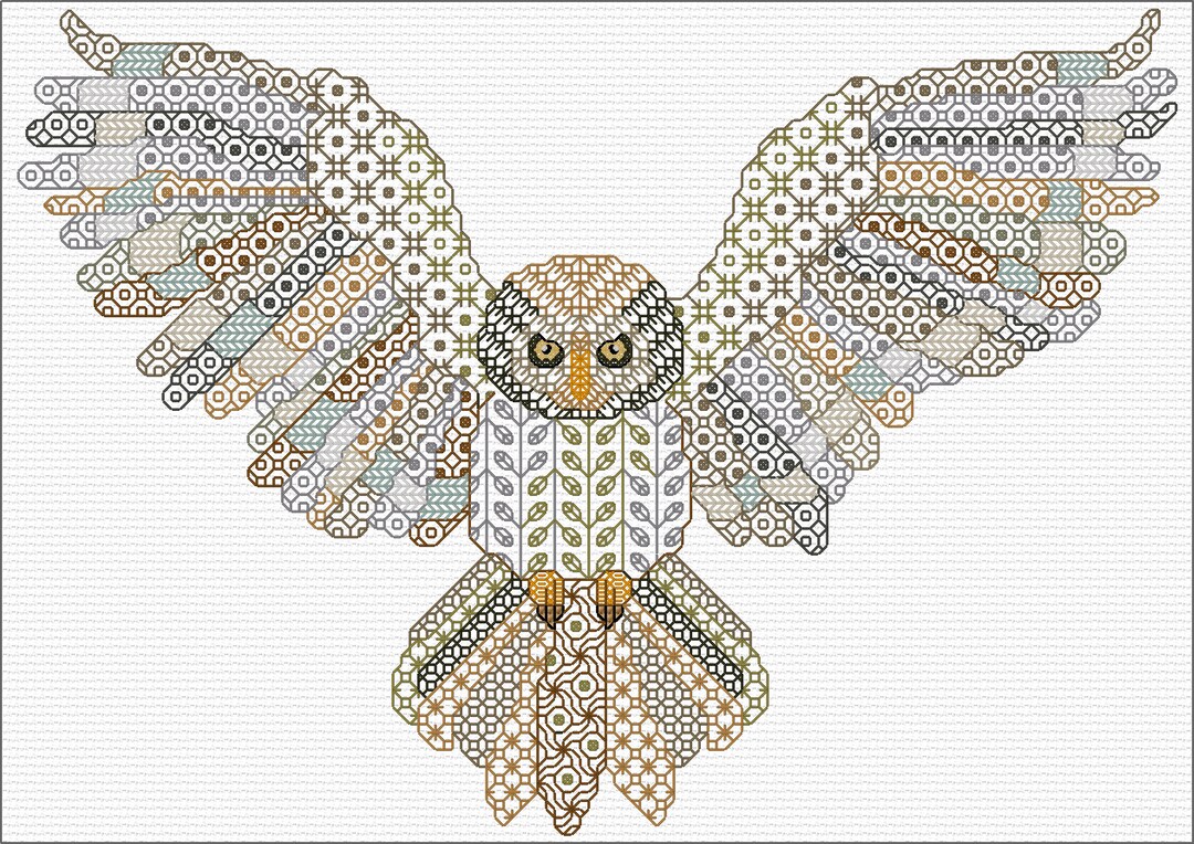 Blackwork Embroidery Small Brown Owl - Etsy