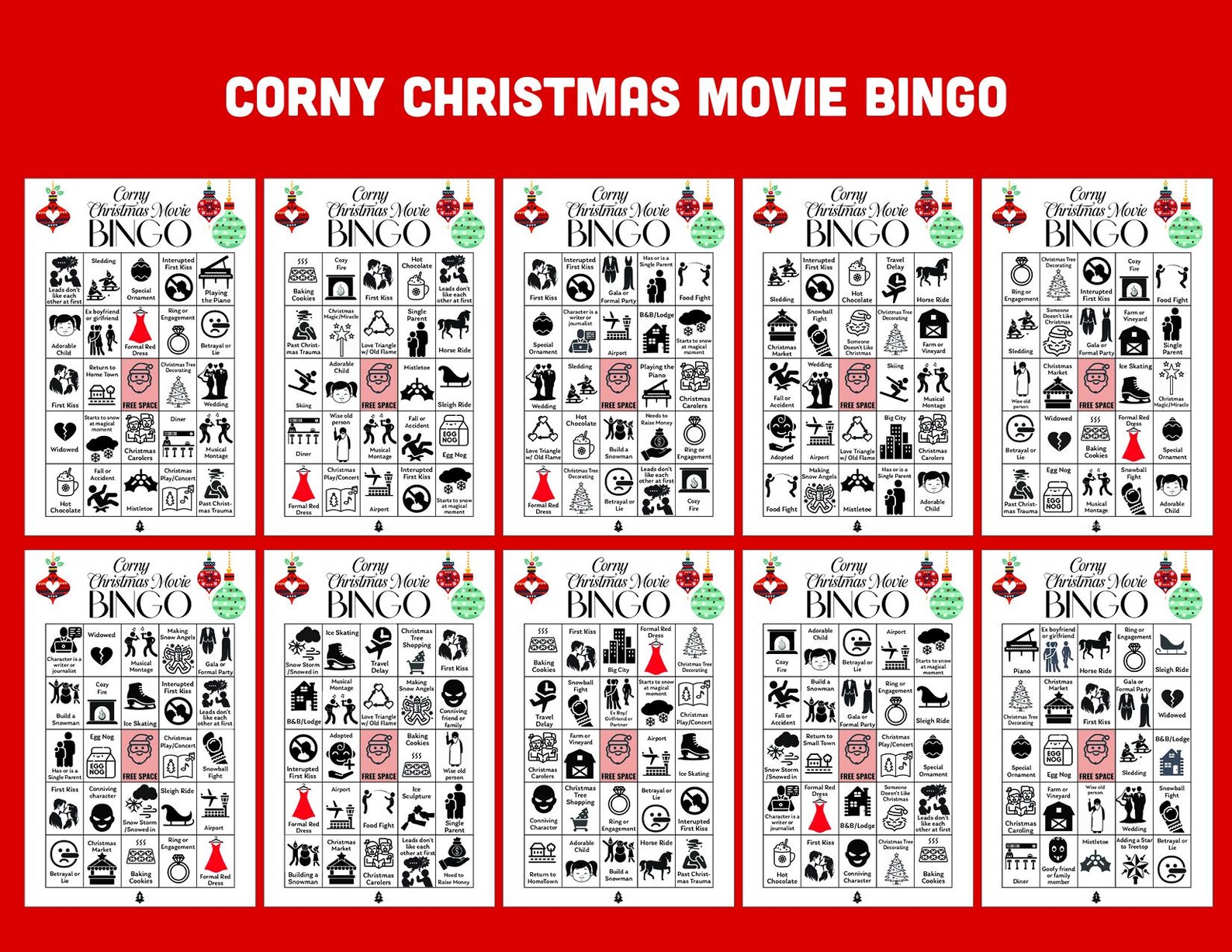 Corny Christmas Movie Bingo Fun Christmas Games Holiday Family - Etsy