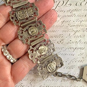 Vintage French 800 Silver Filigree Paris Landmark Souvenir Panel Link ...