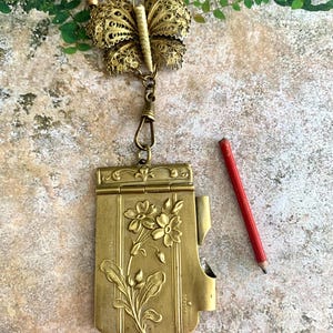 Vintage French Miniature Souvenir Notebook Pendant Necklace With Pencil ...