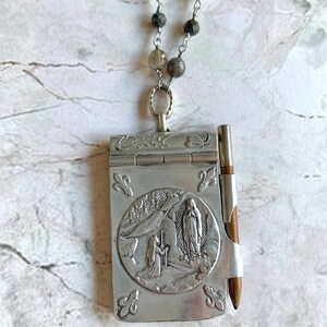 Vintage French Lourdes at Notre Dame Silver Notebook Pendant With ...