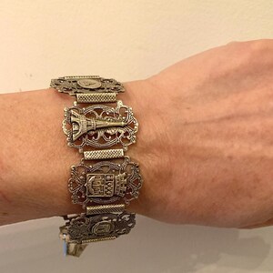 Vintage French 800 Silver Filigree Paris Landmark Souvenir Panel Link ...