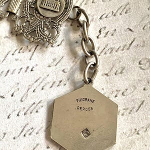 Vintage French 800 Silver Filigree Paris Landmark Souvenir Panel Link ...