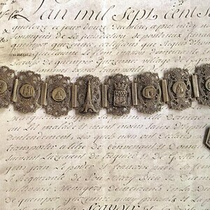 Vintage French 800 Silver Filigree Paris Landmark Souvenir Panel Link ...