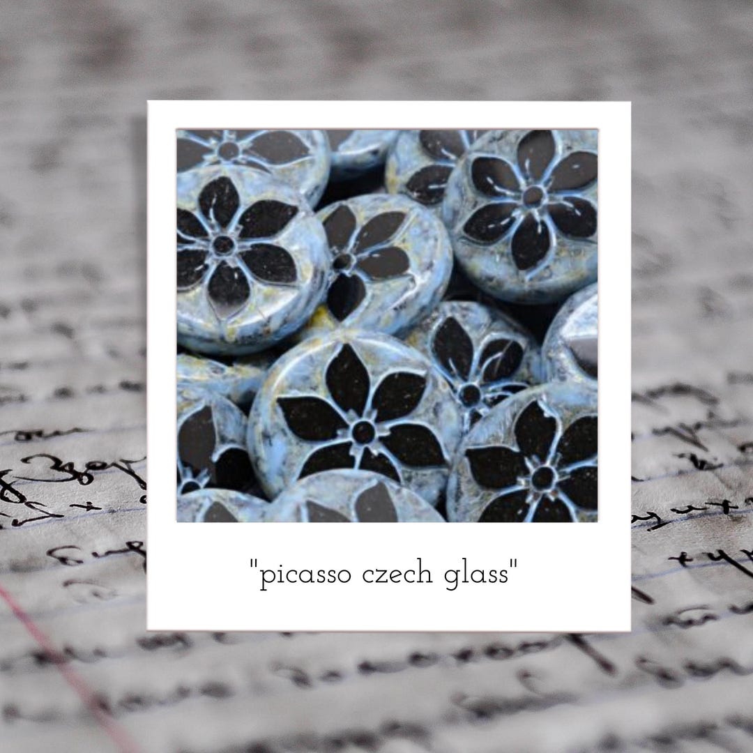 Picasso Czech Glass Beads, 18mm Coin Beads, Blue Bead, Premium Glass ...